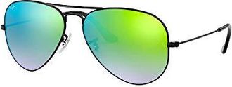 Ray-Ban Lunettes de Soleil - RB3025 Aviator Metal Aviator 58 mm, (Black/green Flash Lenses), 58 mm