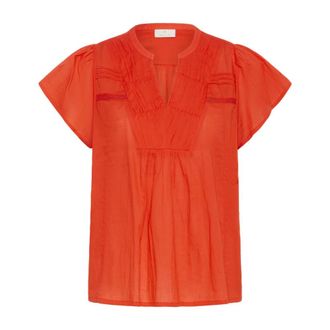 Kaffe Femme, Blouses et Chemises, Orange, Taille: 46 FR Chemisier Grenadine élégant avec manches courtes