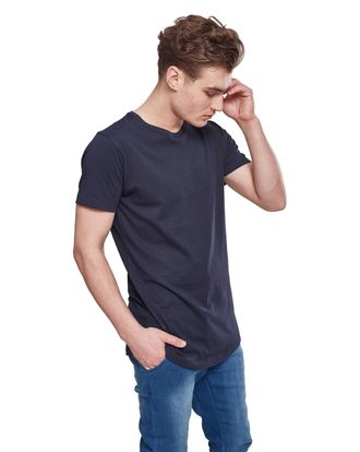 Urban Classics Herren Shaped Long Tee T-Shirt, Blau (navy), S