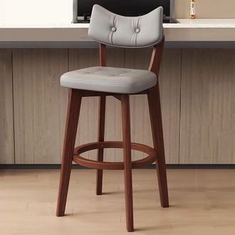 Generic Barhocker In Thekenhöhe, 71,1 cm, 2er-Set, Kunstleder, Mit Rückenlehne, Beine Aus Massivholz, Kücheninselstuhl, Natur(Walnut)