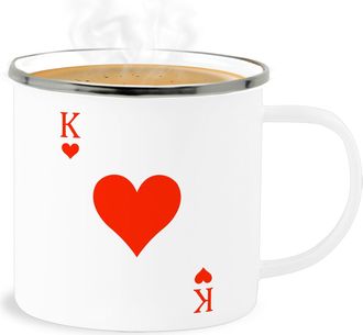 Shirtracer Emaille Becher Blechbecher - & Fasching - Tassen - Herz König Spielkarte I King Queen Kartenspiel Karneval Herzkönig Spielkarte Herzkönig Karte I Poke
