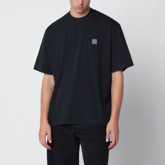 Stone Island Navy blue short-sleeved T-shirt in cotton jersey