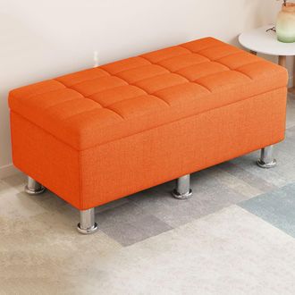 Generic Ottomanenbank mit Stauraum - Gepolsterte Schuhbank aus Leinen und Leder mit verstecktem Fach, Bettbank for Schlafzimmer und Wohnzimmer(Linen F,100x40x