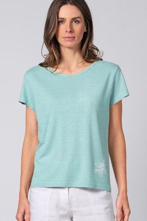 Hempage Hempage Damen vegan T-Shirt Hanf Print Seeblau