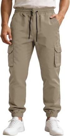 Generico WAZHAKU Pantalon cargo baggy pour homme - Taille &eacute;lastique - Pantalon de sport - Pantalon softshell - Pantalon de randonn&eacute;e - Printemps - &Eacute;t&eacute; - Pantal