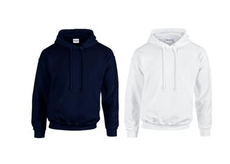 Gildan Herren Kapuzenpullover Adult 50/50. Hooded Sweat/18500, Einfarbig (M, 1x Navy + 1x Weiss + 1x HL Kauf Notizblock)