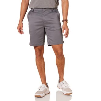 Amazon Essentials Herren Schmal geschnittene elastische Golfshorts, Grau, 36W