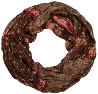 styleBREAKER Loop Schlauchschal mit Blumen Alloverprint Mustermix, Crash and Crinkle, Paisley, Punkte, Blüten, Rosen 01014008, Farbe:Braun