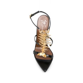 Giuseppe Zanotti Black Crystal Fishbone Heel - Black