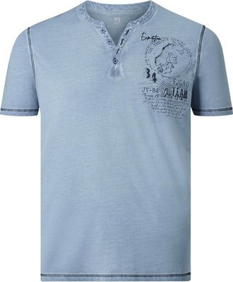 Jan Vanderstorm Herren T-Shirt Godbert | Kurzarm, mit Serafino-Ausschnitt | Reine Baumwolle | gro&szlig;e Gr&ouml;&szlig;en L-7XL hellblau, 7XL (XXXXXXXL) - 80/82