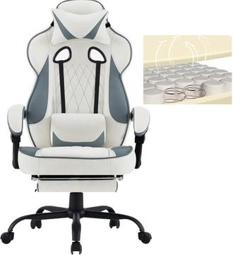 Woltu Chaise Gaming Tissu Respirant Ergonomique Fauteuil Gaming, Livestream Siege Gaming Gamer avec Pivotant Chaise Bureau Grand Dos & Grand Siège pour Pers