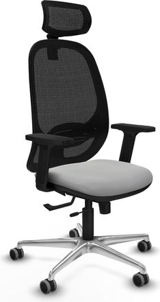 Piqueras y Crespo Gepolsterter Schreibtischstuhl mit 2D-Armlehnen, h&ouml;henverstellbare Lendenwirbelst&uuml;tze und h&ouml;henverstellbares Kopfteil und Neigungsverstellung, Schwarz