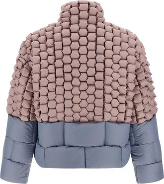 RAXXY 3D Quilted Two-Tone Down Jacket - mauve