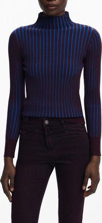 Desigual Strickpullover Brauner Damenpullover mit Rollkragen und Kontrastdetails - Stilvoller