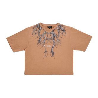 Phobia Archive Lightning Crop Tee - - Tops - Damen - Braun - M