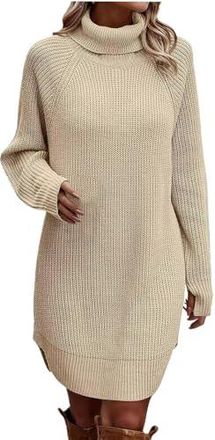 Generic Pull dautomne pour femme, pull long en coton de couleur unie, pull élégant pour sortir, pull tunique confortable, doux, à manches longues, pull tendan