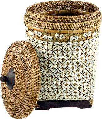 Guru Shop Exclusiver Exotischer Korb mit Deckel, Aufbewahrungskorb, Braun, 42x30x30 cm