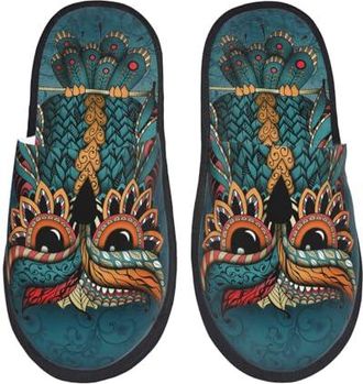 Generic Hiver Pantoufles Hibou en imprim&eacute; bleu Confortable Chaussons Homme L&eacute;g&egrave;re &eacute;l&eacute;gant Chausson Maison Homme Maison M