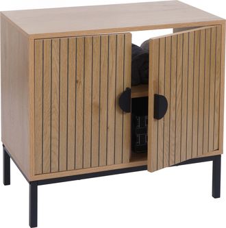 Mendler Waschbeckenunterschrank HWC-O42, Schrank Badezimmer Badschrank mit 2 Türen, MDF Melamin 62x63x35cm - Holzoptik Natur