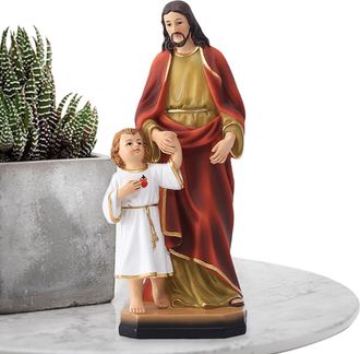 Generic Statue Joseph und Jesus, Statue Joseph | Katholische Statue des heiligen Josephs, 21,3 cm, Figur aus Harz f&uuml;r Heimdekoration, Schreibtischfiguren f&uuml;r 