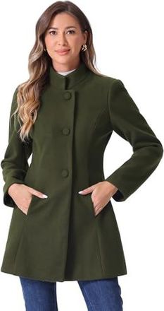 Allegra K Manteau dhiver &eacute;l&eacute;gant pour femmes, mi-cuisse, col montant, caban mi-long &agrave; boutonnage classique Arm&eacute;e Verte L