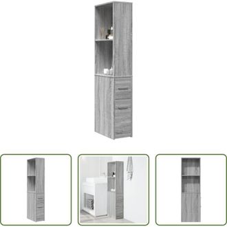vidaXL Schrank - Badschrank Schmal mit Rollen Grau Sonoma Holzwerkstoff
