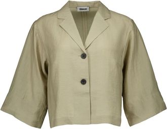 Zenggi Zenggi, Femme, Blouses et Chemises, Beige, Taille: 46 FR Chemise Courte en M&eacute;lange de Lin L&eacute;ger