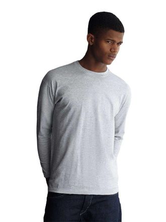 Fruit Of The Loom Langarmshirt f&uuml;r Herren mit Rundhalsausschnitt Gr. M, Grau - Grau - Heather Grey