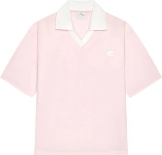 Courr&egrave;ges Femme, Tops, Rose, Taille: 40 FR Polo Brod&eacute; Logo