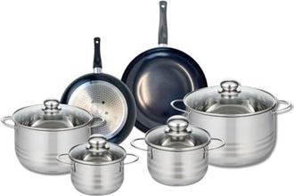 Fackelmann ELO 9724650 Batterie de cuisine 6 pi&egrave;ces, Ensemble de 2 Po&ecirc;les de cuisson 20 et 24 cm et 4 faitouts 14, 16, 20 et 24 cm Elo Prima Brillant, inox, indu