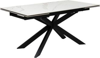 Atmosphera Atmosphera - Table à Dîner Extensible Boot Blanc Effet Marbre - 6 à 10 Places - Verre Trempé et Céramique - Déperlant Résistant - Mobilier pour Salon,