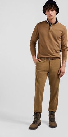 Eden Park Pantalon Chino En Piqu&eacute; De Coton Stretch Et Modal Noisette Coupe Regular