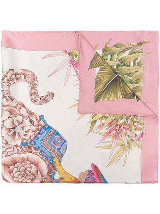 Ferragamo foulard en soie à imprimé éléphant - Rose