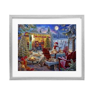 Stupell Industries Winterurlaub Camper Party weiß gerahmter Druck unter Glas, Design von Henriette Chinaglia, 43,2 x 53,3 cm