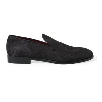 Dolce & Gabbana Elegante Schwarze Brokatkleid Loafers - - Shoes - Herren - Schwarzk - 40 1/2 EU