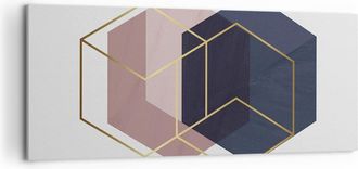 Arttor Wandbilder Dekoration Wohnzimmer Sechsecke Modern Gold Panorama Bilder auf Leinwand 120x50cm Leinwandbild Schlafzimmer Küche Wand Kunstdruck Art Groß 