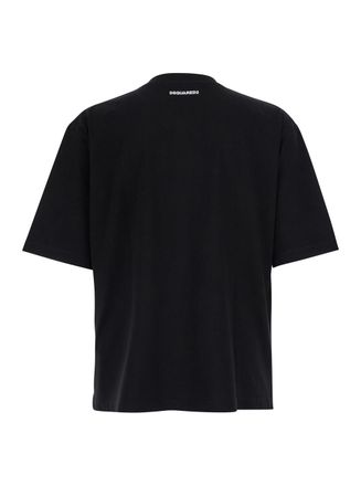 Dsquared2 Mens T-Shirt Round Neck Black Cotton T-Shirts And Polos