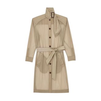 Saint Laurent Lavalli&egrave;re Kleid aus Nylon - - Dresses - Damen - Beige - M
