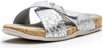 Revs Arkaig - Sandales de massage r&eacute;flexologie &agrave; sangles crois&eacute;es pour femmes, Gu&eacute;pard argent&eacute; 36EU