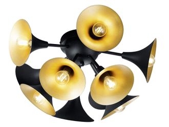 Trio Leuchten Deckenleuchte Orchestra 603201032, Metall Schwarz/goldfarbig, exkl. 10x E14