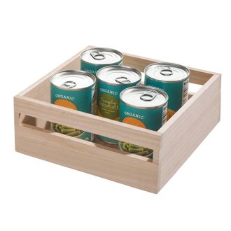 InterDesign iDesign Aufbewahrungsbox mit Griffen, K&uuml;chenschrank Organizer aus Paulownia-Holz f&uuml;r Regal oder Vorratsschrank, vielseitige Kiste zur Aufbewahrung, be