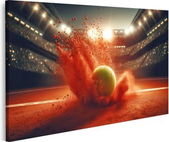 Islandburner Prime Bild auf Leinwand Explosiver Tennisball auf Sandplatz Bilder Wandbilder Poster