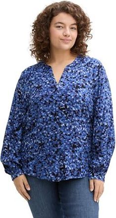 Tom Tailor 1043780 Blouse, 36556-navy Watercolor Squares Design, 46 Femmes