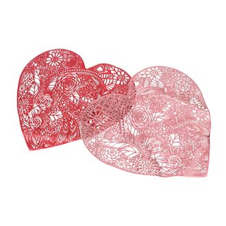 Hemobllo 2 St&uuml;ck Herzf&ouml;rmige PVC Platzsets Abwaschbar f&uuml;r K&uuml;chentisch und Esstisch rutschfeste Tischunterlage zum Valentinstag Dekoratives Platzdeckchen f&uuml;r He