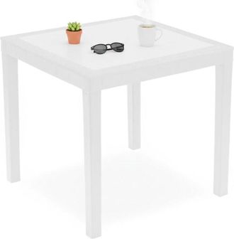 Dmora Frostsicherer Outdoor-Tisch, 4 Pl&auml;tze, feststehend, Made in Italy, max. L&auml;nge 78 cm, 78x78x73h cm Wei&szlig;