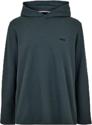 BOSS Sweat &agrave; capuche gaufr&eacute; pour homme, Open Green 345, XL