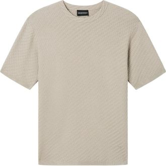 Emporio Armani Homme, Pulls, Beige, Taille: 2XL Patterned Embossed Stitch Crewneck