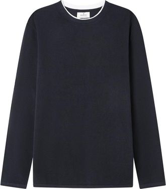 Springfield Herren Gg12 Knit Structure Double Collar Basic-Pullover, blau, X-Large