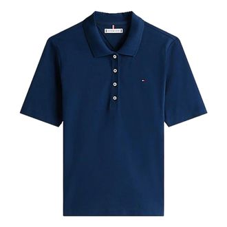 Tommy Hilfiger Femme, Tops, Bleu, Taille: 38 FR Polo Piqu&eacute; Bleu Marine Nuit Noire