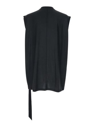 Rick Owens Mens Crew Neck T-Shirt Black Tech Fabric Acetate T-Shirts And Polos